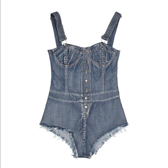Shorts | Jean Rave Cut Off Jumper Romper Onesie Booty Short | Poshmark